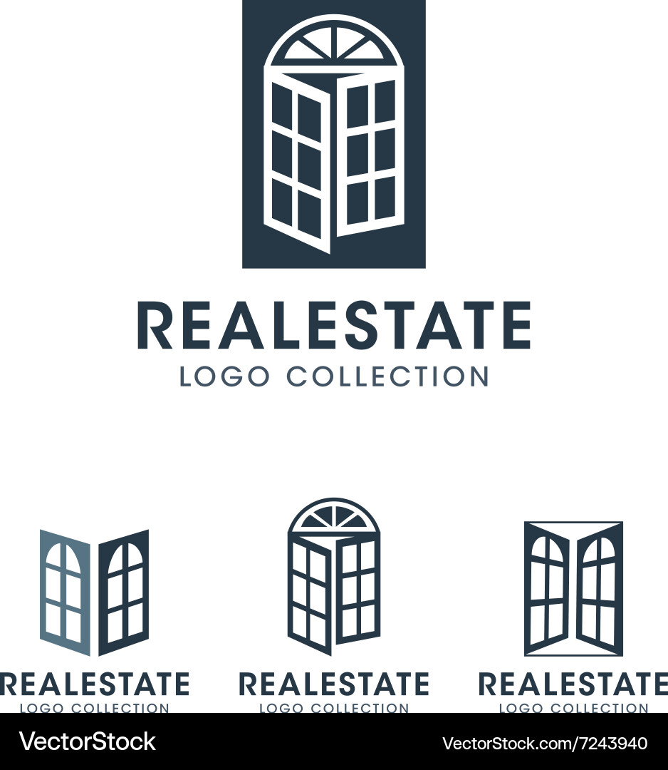 Window & French Door Logo Icons Royalty Free Vector