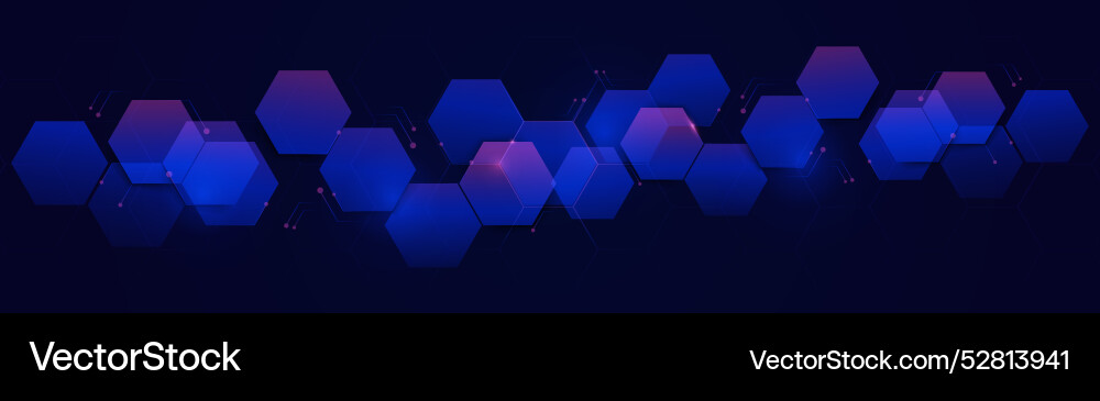 Abstract blue and purple hexagon shapes pattern Vector Image