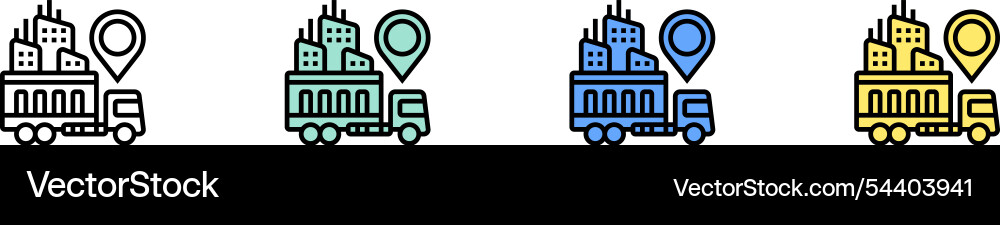 Container truck icon outline green blue Royalty Free Vector