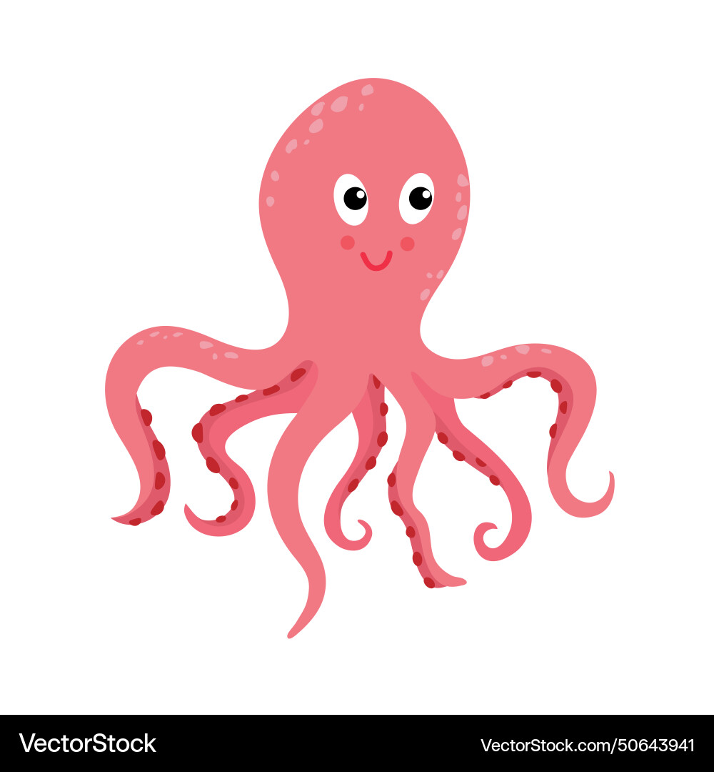 Cute octopus funny ocean animal Royalty Free Vector Image