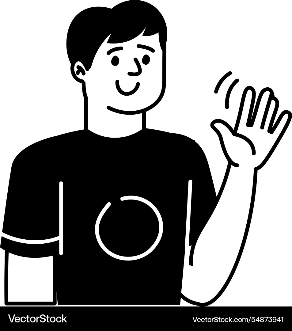 Doodle Boy Charakter waving hand Lizenzfreies Vektorbild