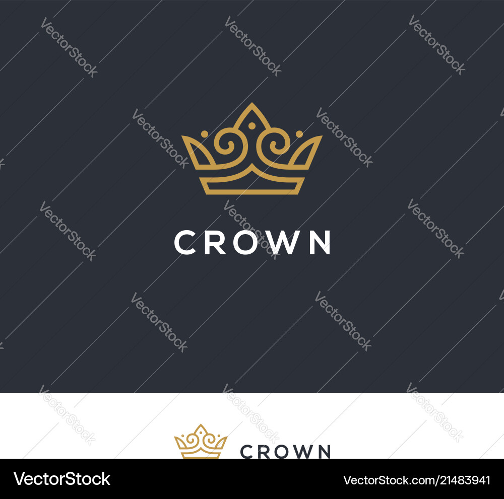Linear elegant crown logo Royalty Free Vector Image