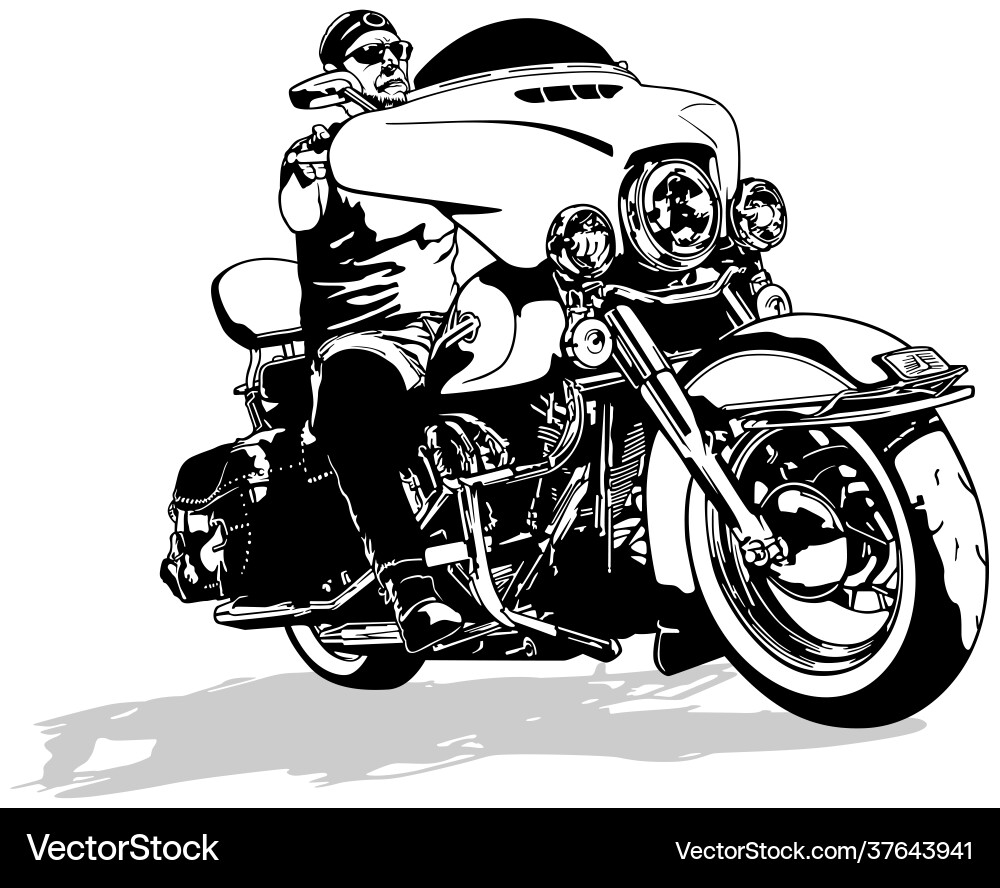 Motorcyclist on motorcycle drawing Royalty Free Vector Image