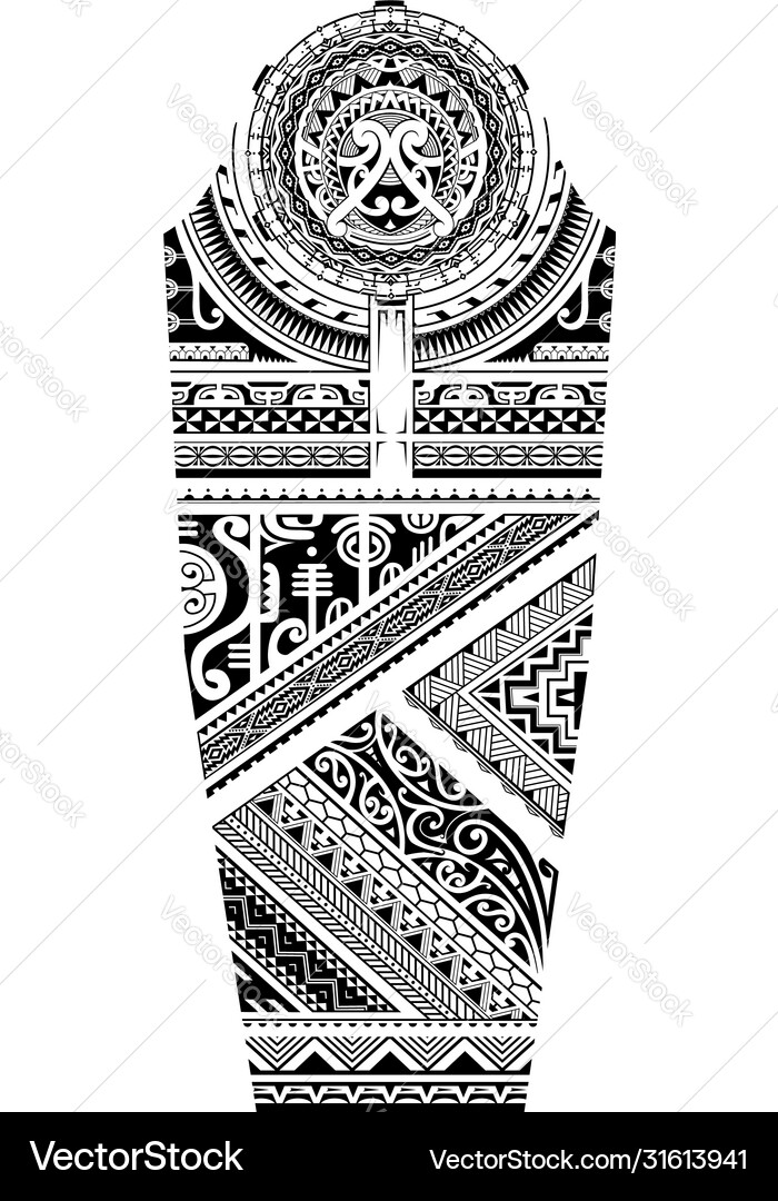 Polynesian Tribal Sleeve Tattoo Royalty Free Vector Image