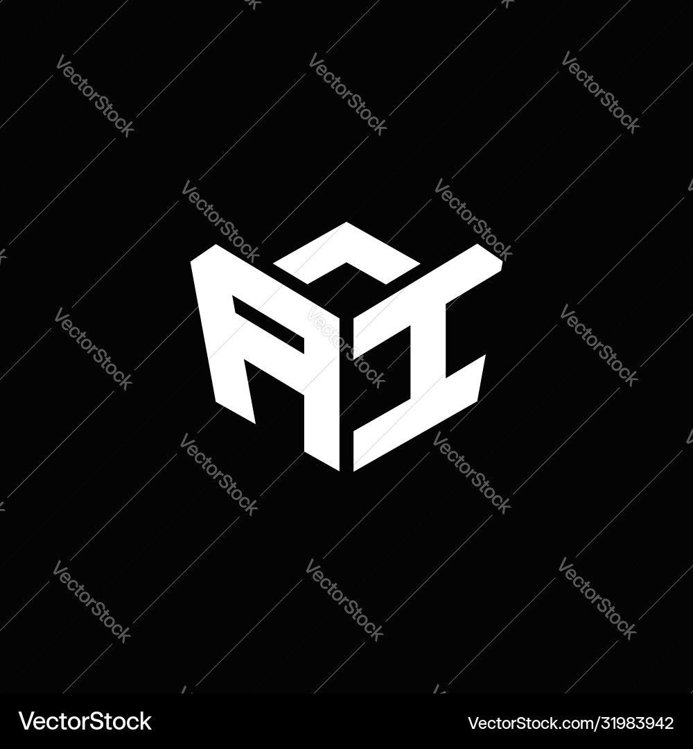 Ai logo monogram with emblem style ribbon design Vector Image