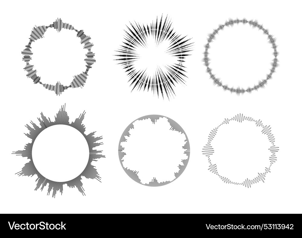Circular sound waves radial particles Royalty Free Vector