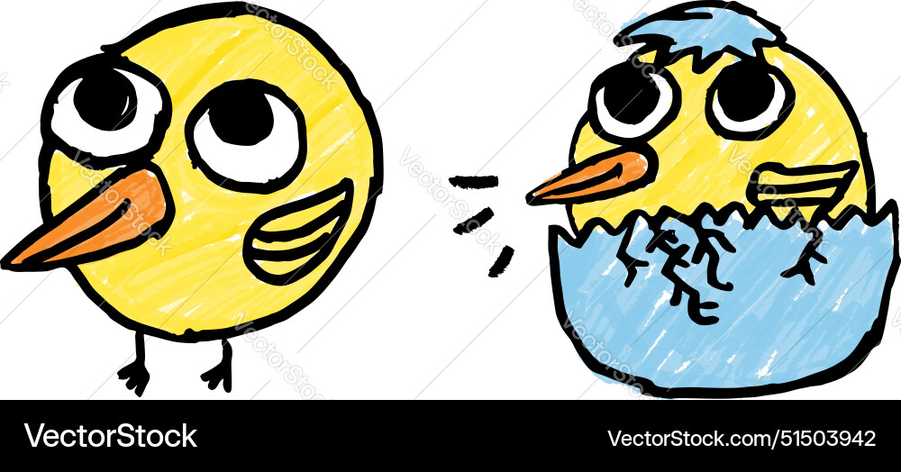 Cute easter chicks child drawing Royalty Free Vector Image