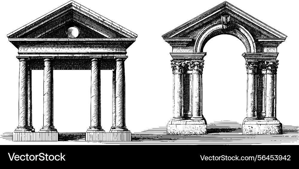 Detailed engraved of classical Royalty Free Vector Image
