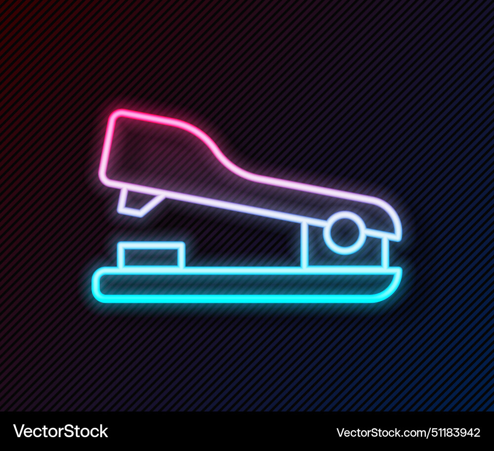 Glowing neon line office stapler icon isolated Vector Image