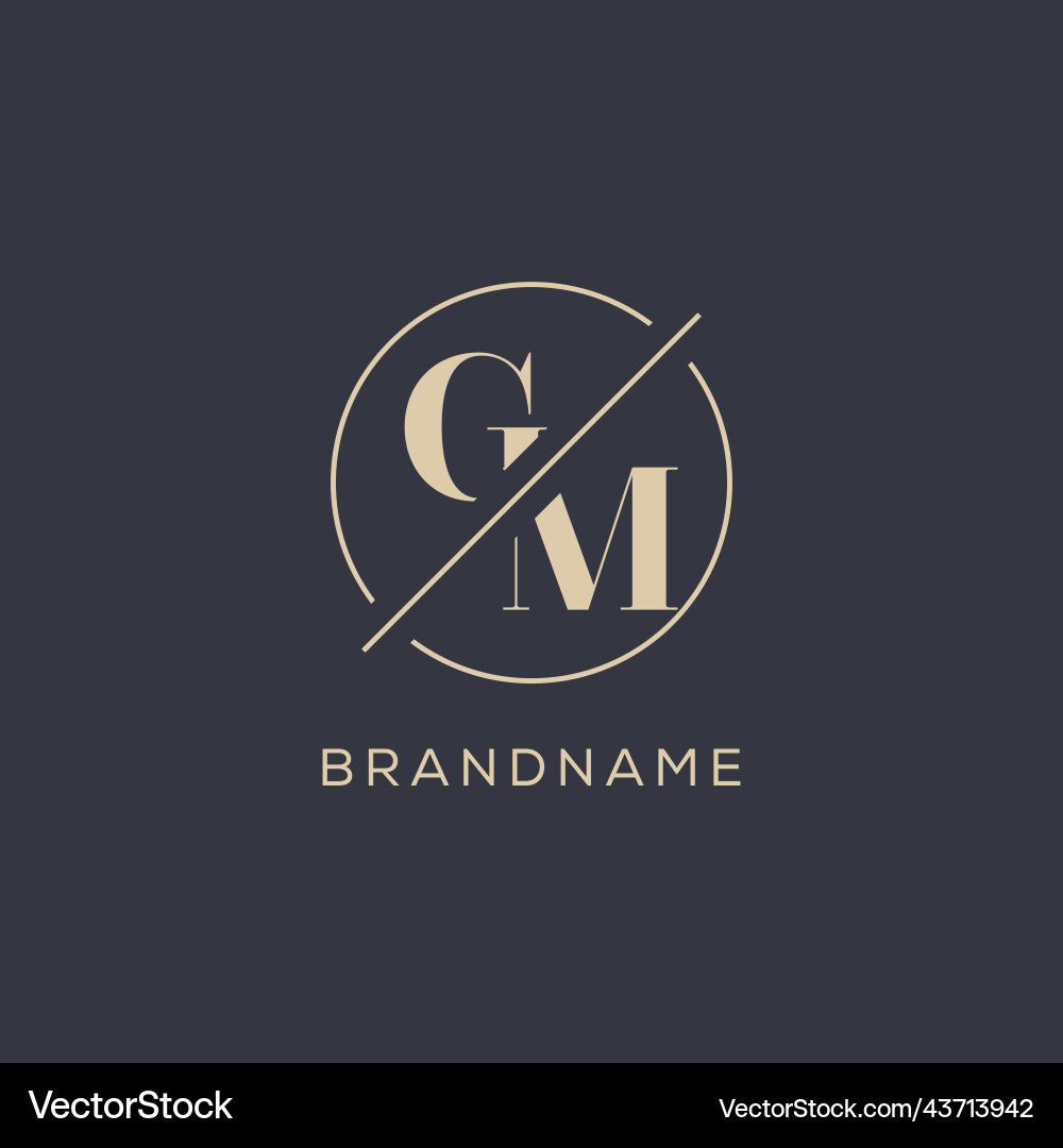 Initial letter gm logo with simple circle line Vector Image