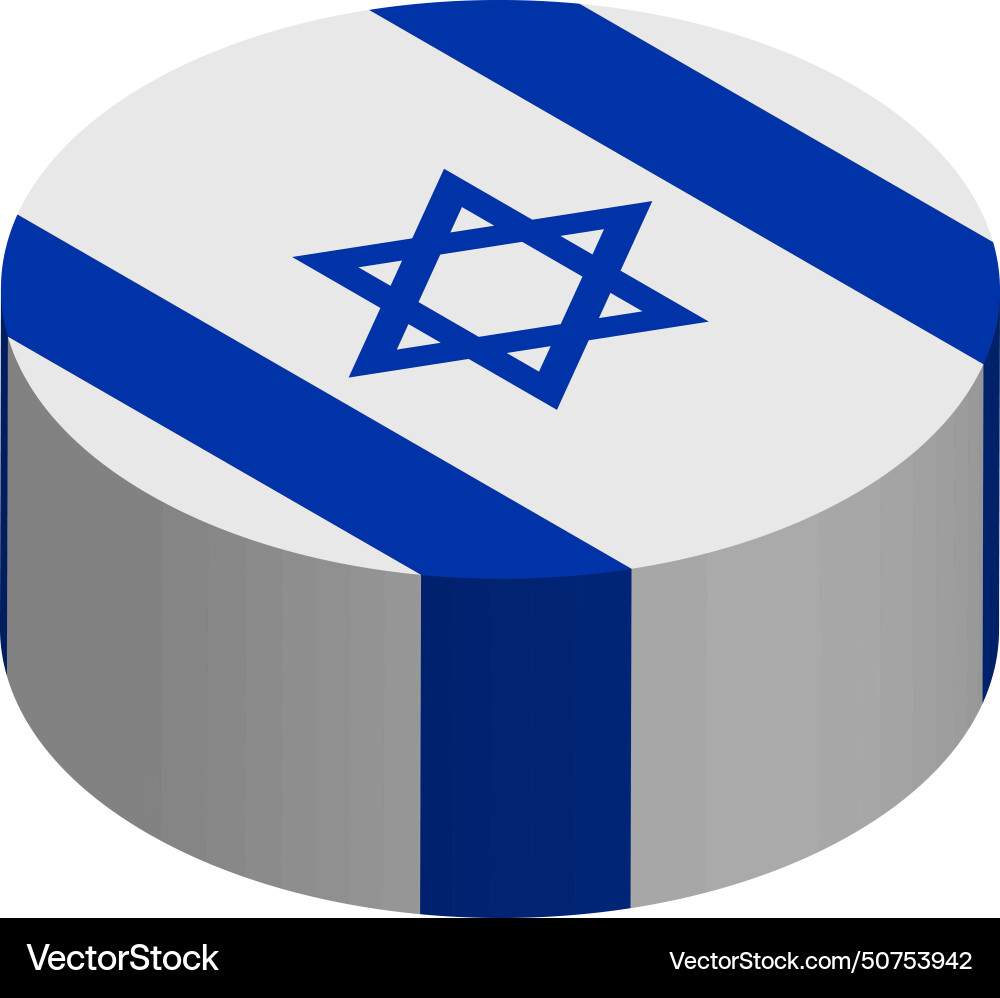 Isometric 3d circle flag of israel Royalty Free Vector Image