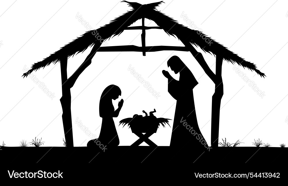 Nativity Scene Silhouette Royalty Free Vector Image