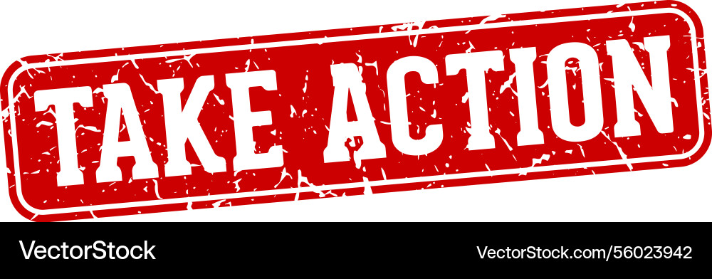 Take action rectangular sign stamp Royalty Free Vector Image
