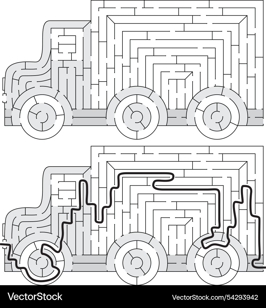Truck maze Royalty Free Vector Image - VectorStock