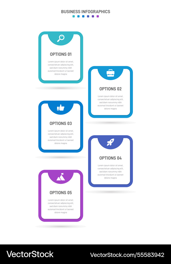 Vertical progress bar featuring 5 arrow-shaped Vector Image