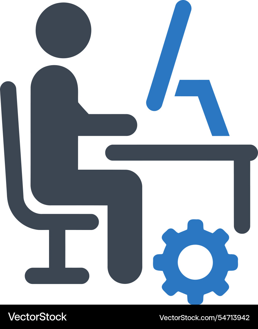 Workstation with gear icon Royalty Free Vector Image