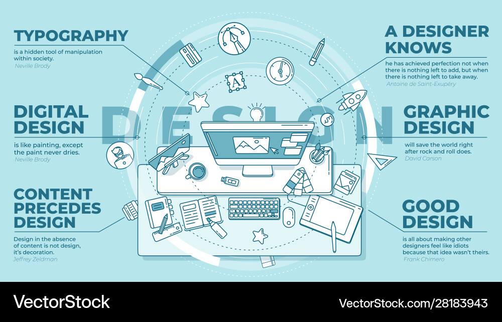 Advertising for designers with text Royalty Free Vector