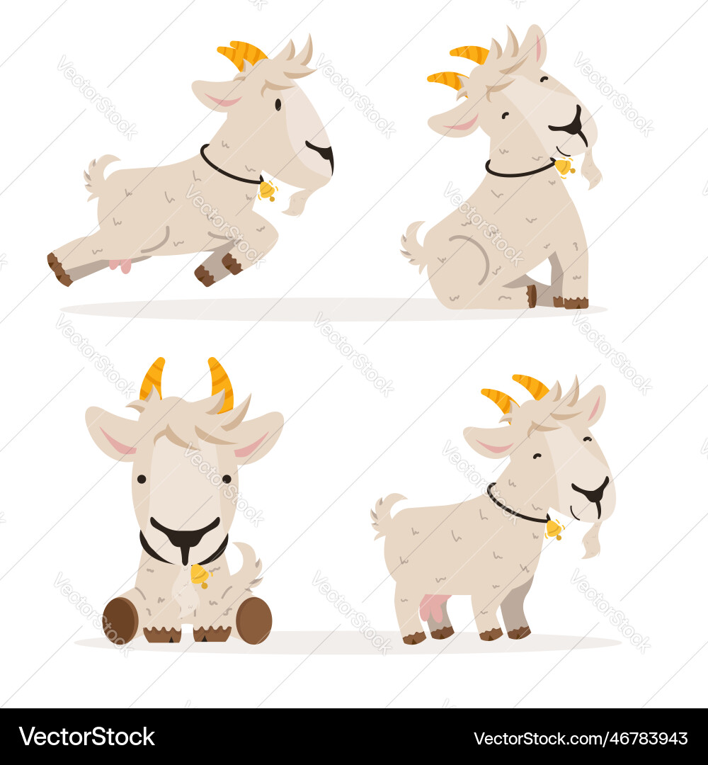 Cute goat cartoon set Royalty Free Vector Image