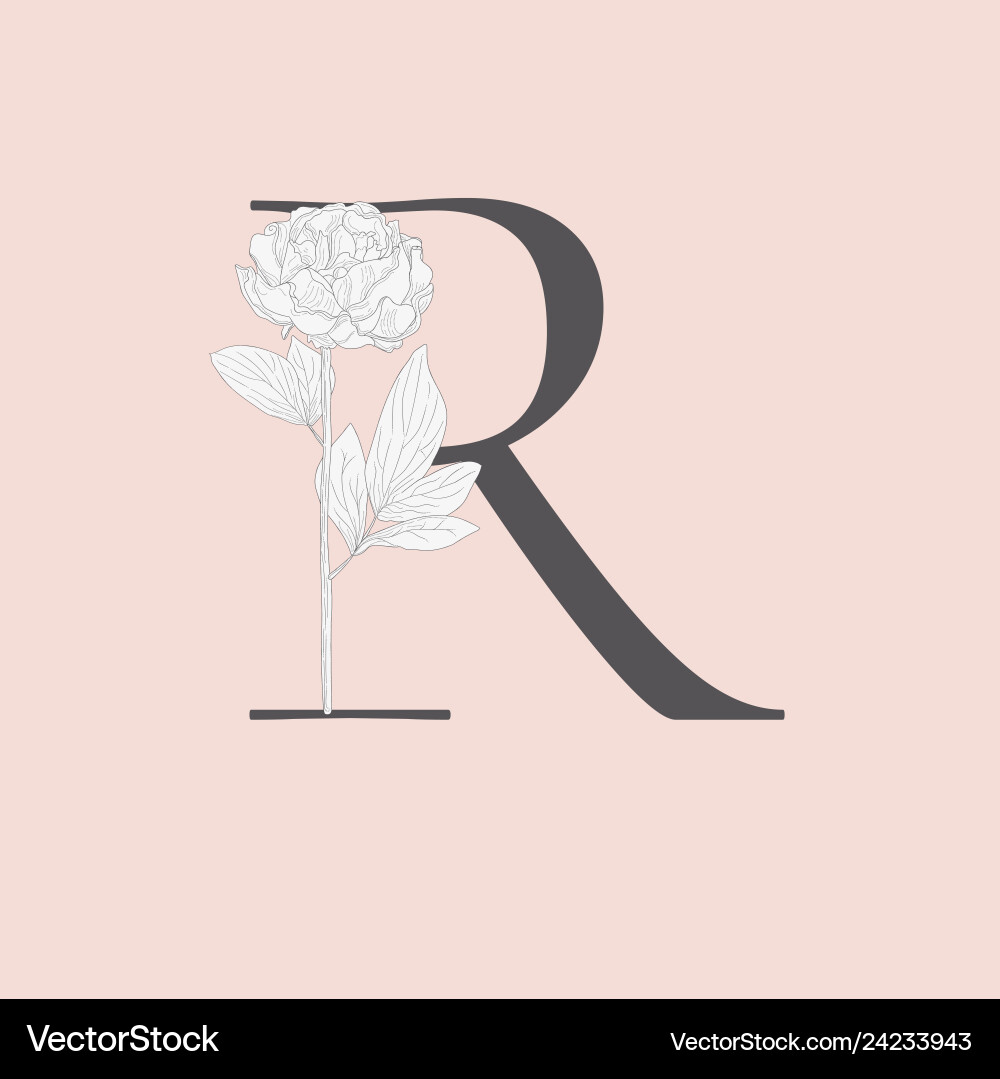 Elegant Floral R Monogram Logo Royalty Free Vector Image