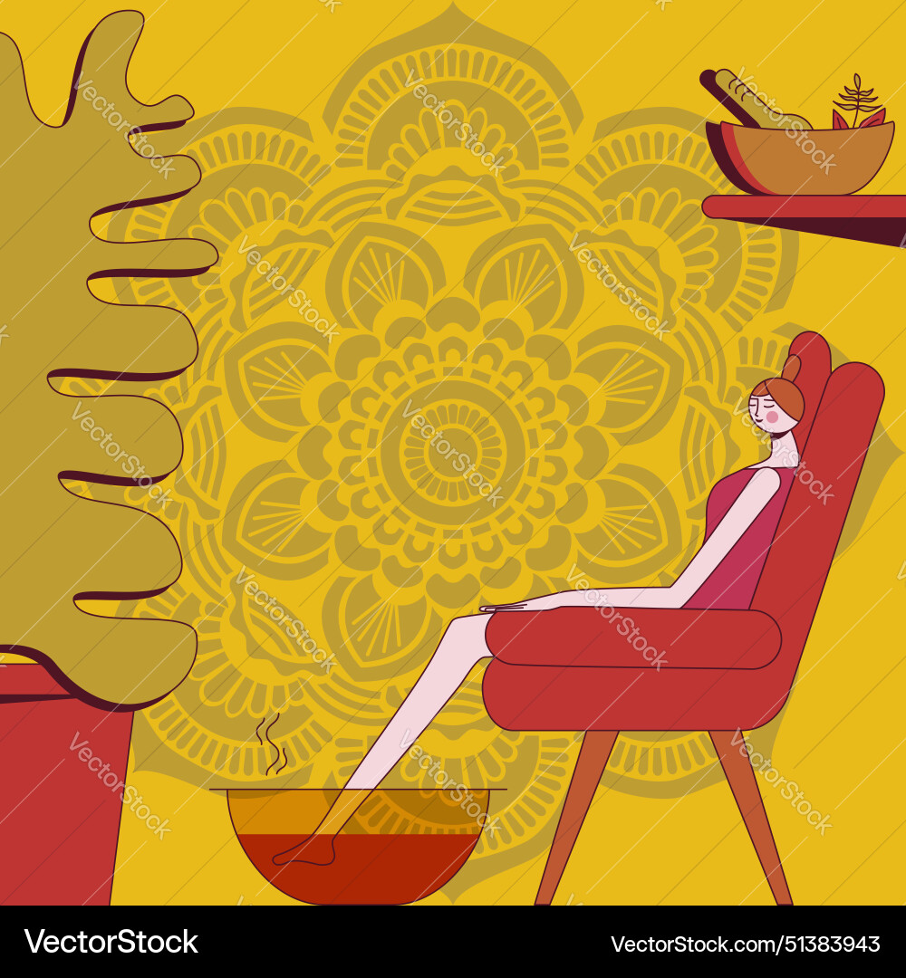 Foot baths with essential oils concept Royalty Free Vector