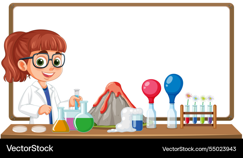 Girl performing science experiments Royalty Free Vector
