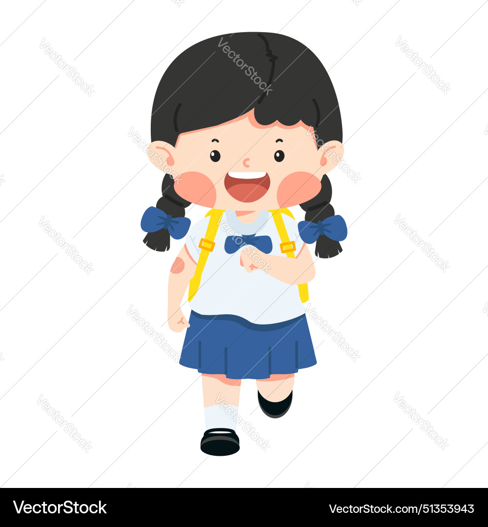 Girl student running back to school Royalty Free Vector