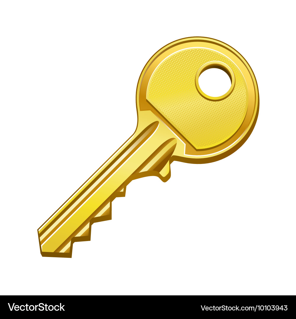 Gold key Royalty Free Vector Image - VectorStock