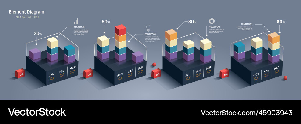 Infographic template for business 12 months Vector Image