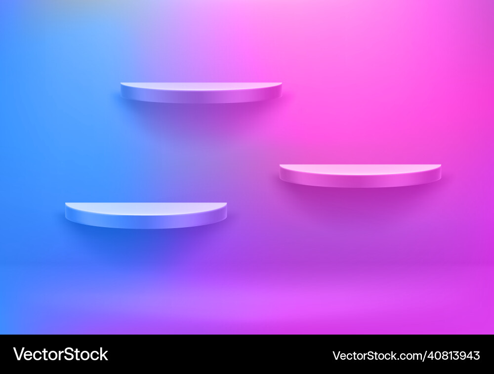 Luxury interior with shelves neon effect Vector Image