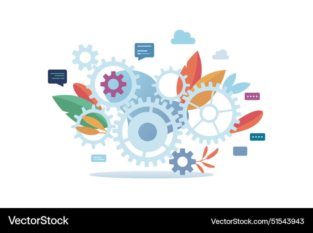 Mechanism system flat style decorated Royalty Free Vector
