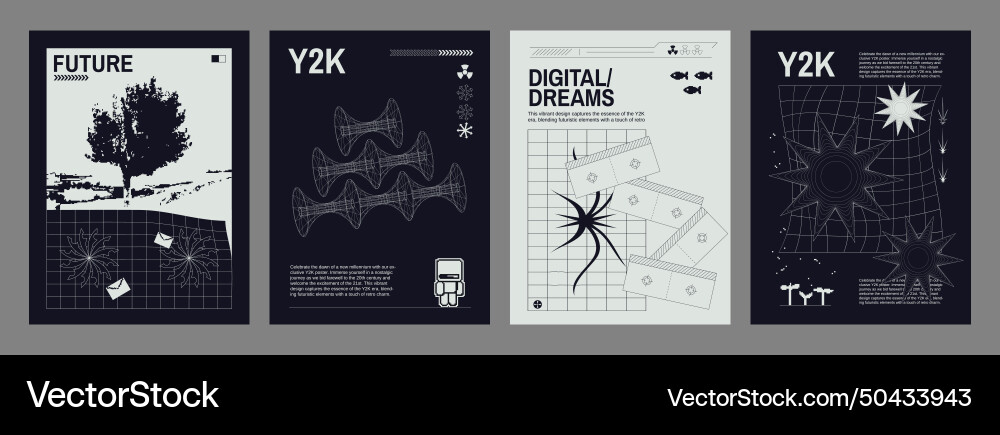 Poster and cover design layout in y2k style Vector Image