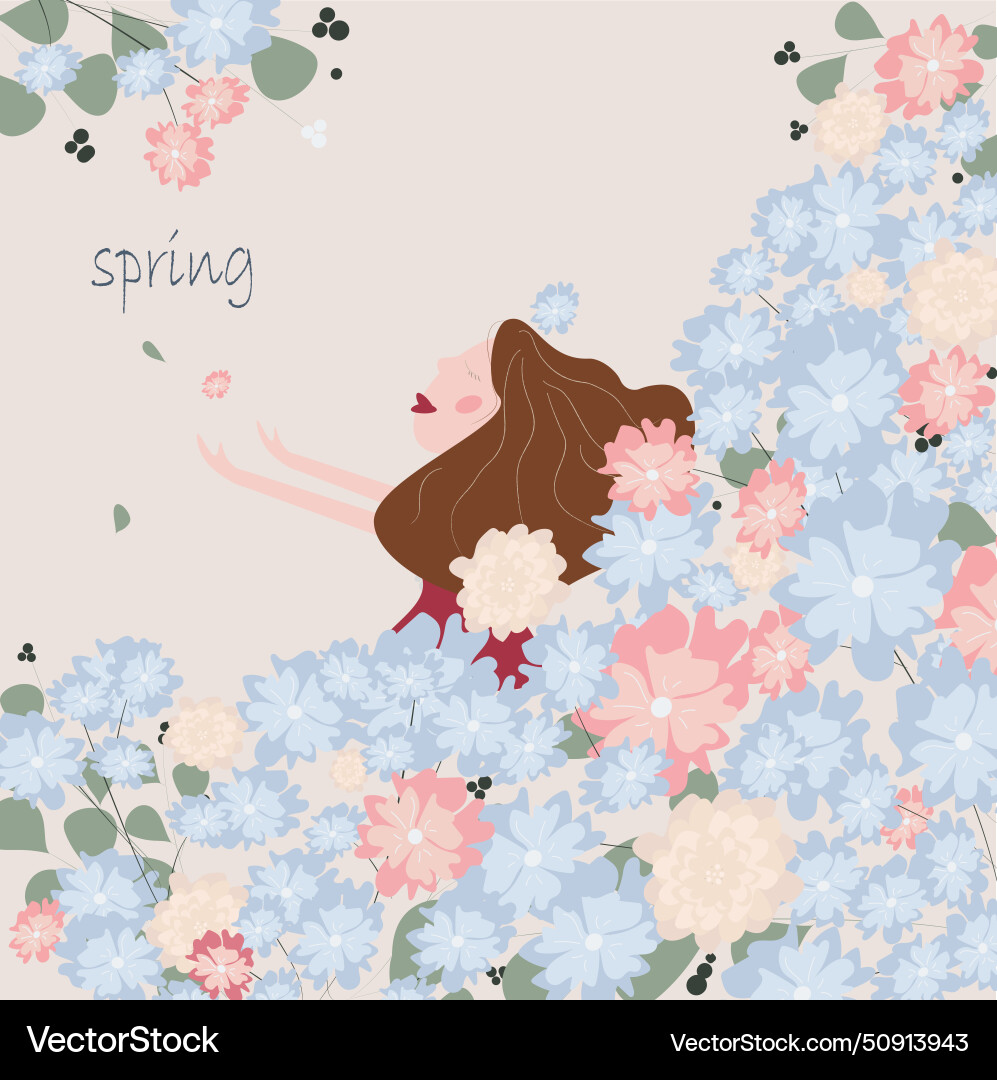 Spring girl with flowers Royalty Free Vector Image