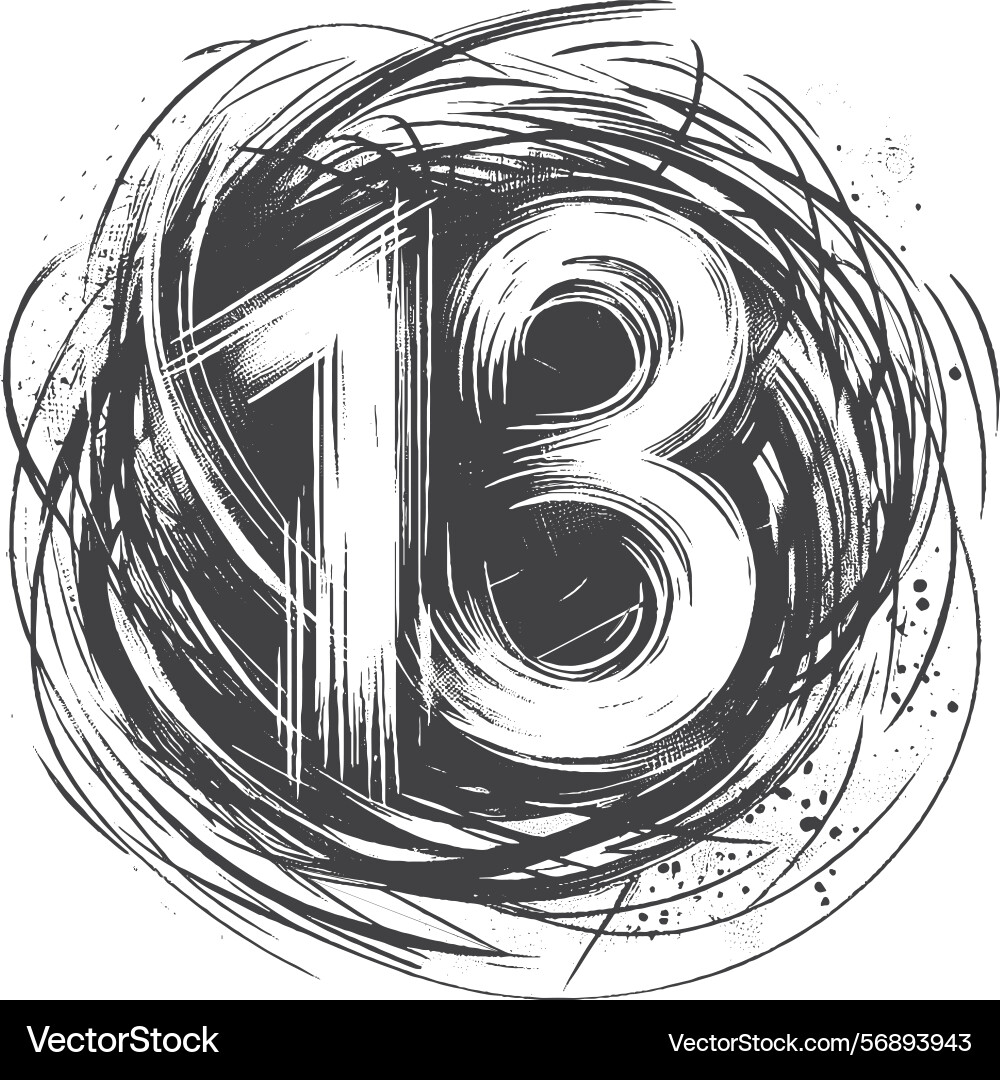 Vintage hand-drawn sketch style number 13 Vector Image