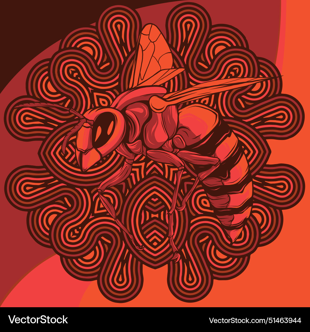 Bee with decoration design Royalty Free Vector Image