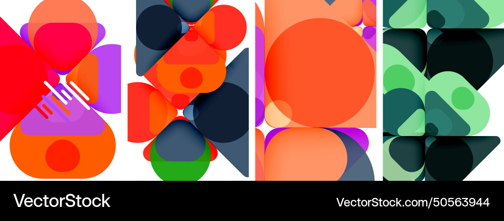 Colorful bright geometric abstract compositions Vector Image