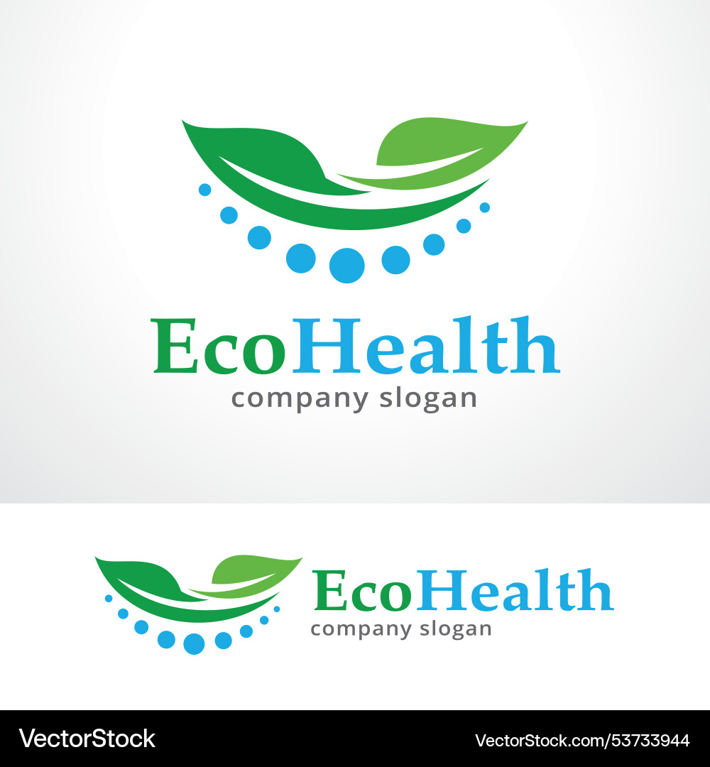 Eco health logo template design emblem Royalty Free Vector