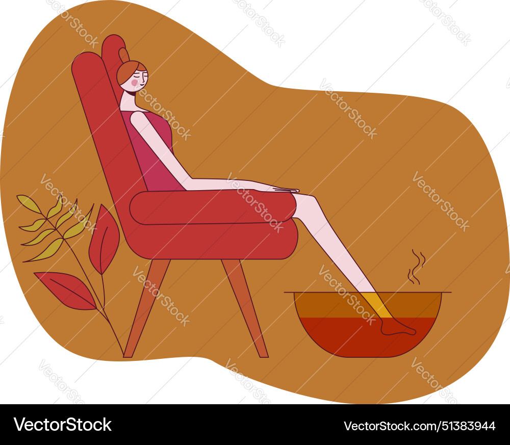 Foot baths with essential oils spa design concept Vector Image