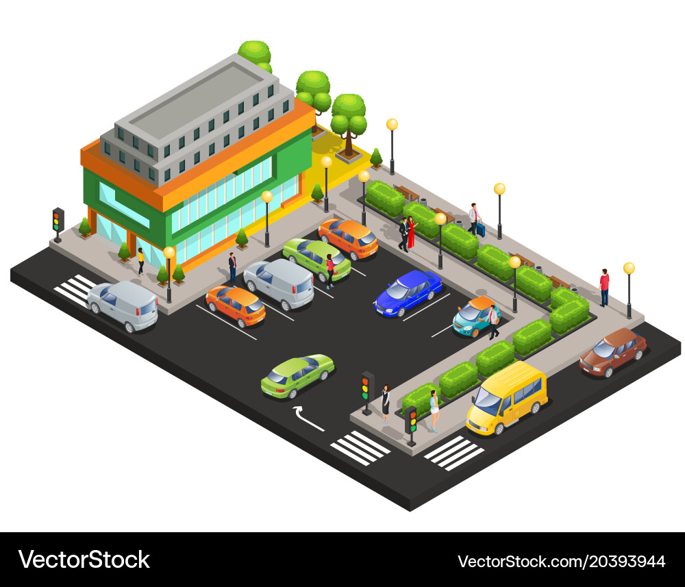 Isometric shopping center concept Royalty Free Vector Image