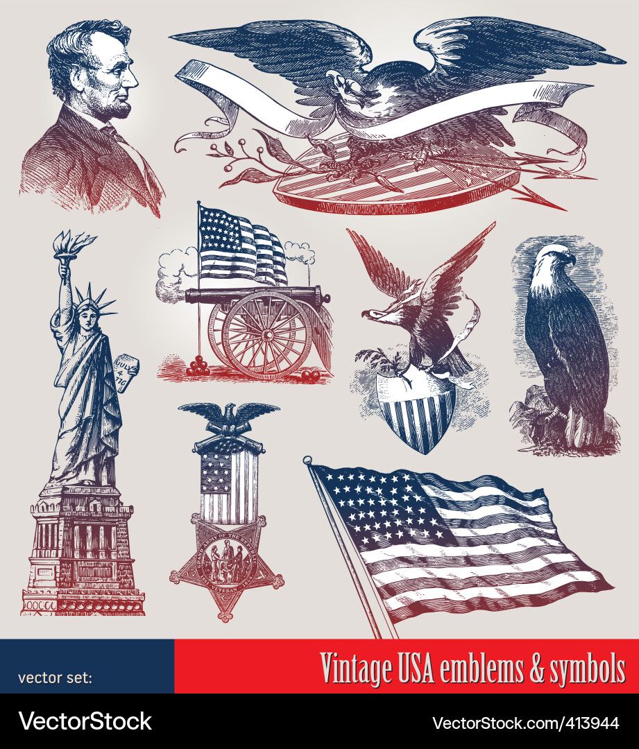 Set of american symbols Royalty Free Vector Image