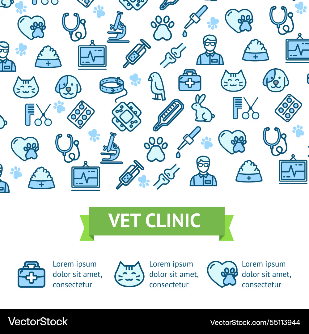 Veterinary clinic signs banner horizontal Vector Image