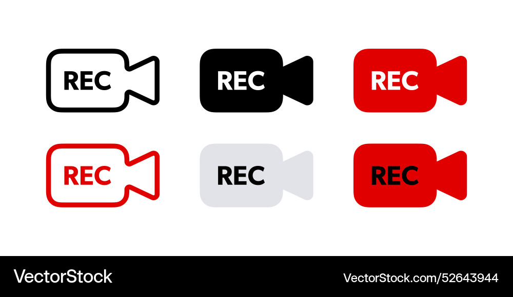 Video recording icons camera Royalty Free Vector Image