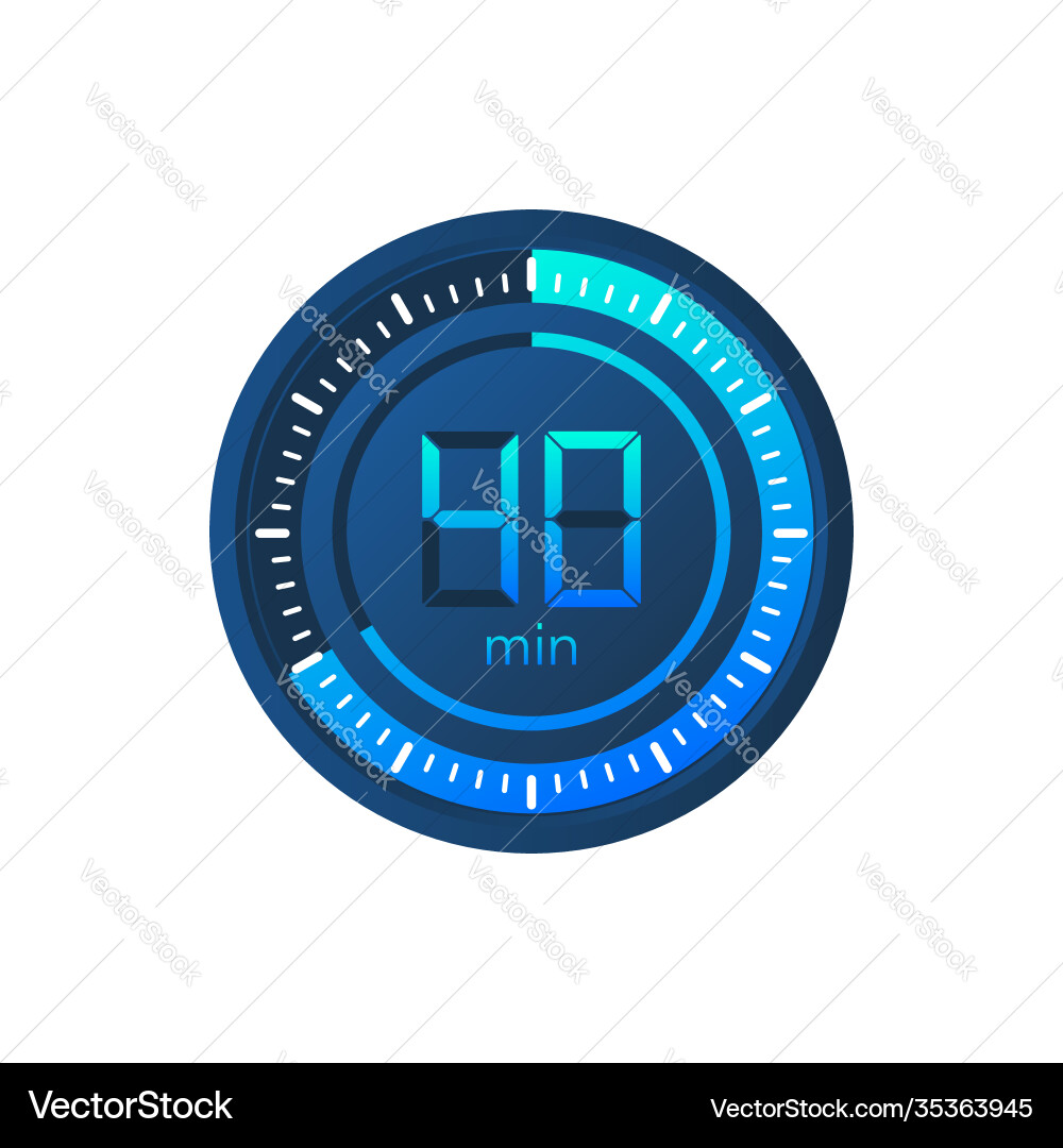 40 minutes stopwatch icon Royalty Free Vector Image