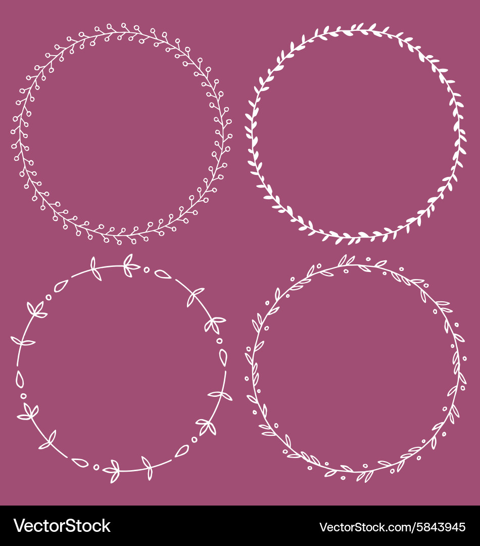 Hand Drawn Round Border Frames Royalty Free Vector Image