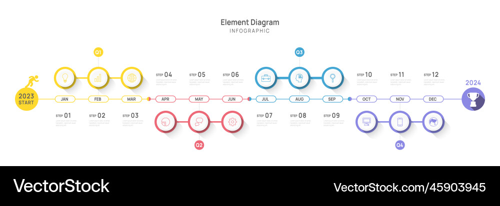 Infographic template for business 12 months Vector Image