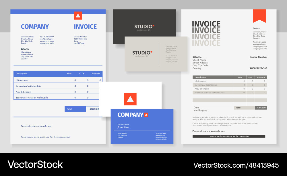 Invoice and business card design abstract Vector Image