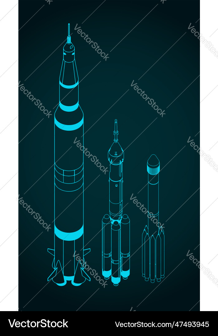 Mobile crane isometric blueprints Royalty Free Vector Image