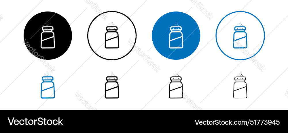 Salt shaker icon set black filled and outlined Vector Image