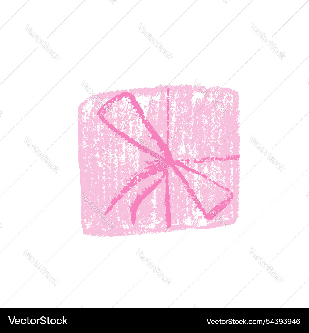 Crayon gift box scribble style festive present Vector Image