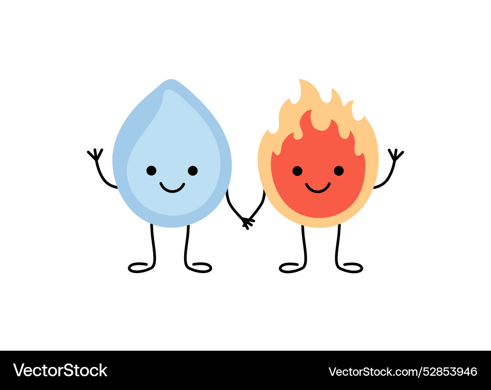 Fire and water hot flame drop with face cute Vector Image