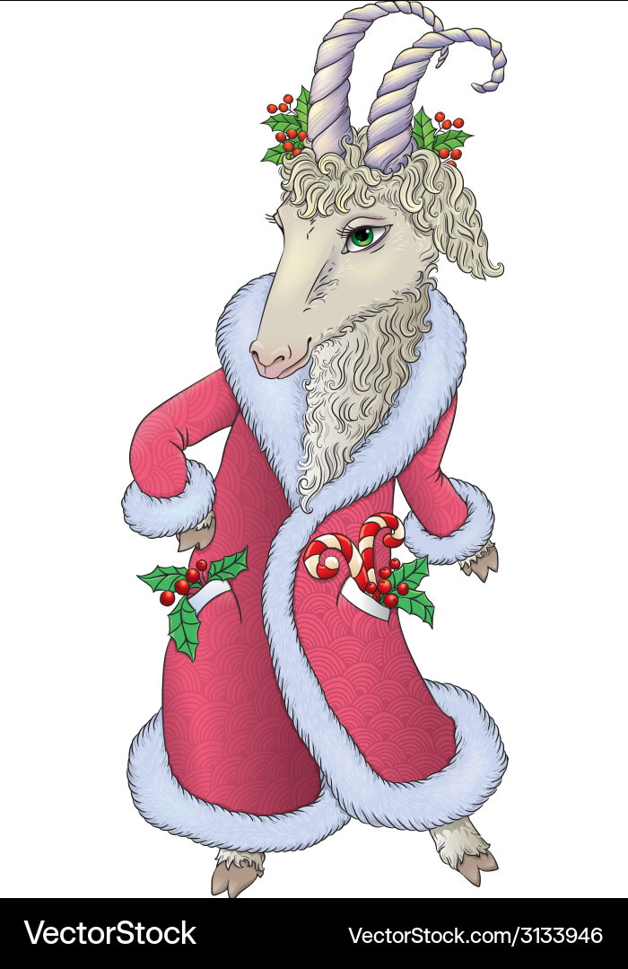 Goat in santa coat Royalty Free Vector Image - VectorStock